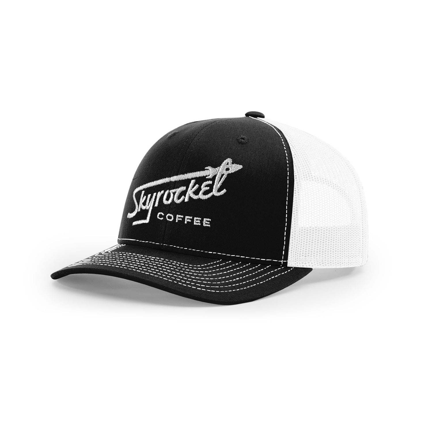 Curved Bill Trucker Hat – Skyrocket Coffee