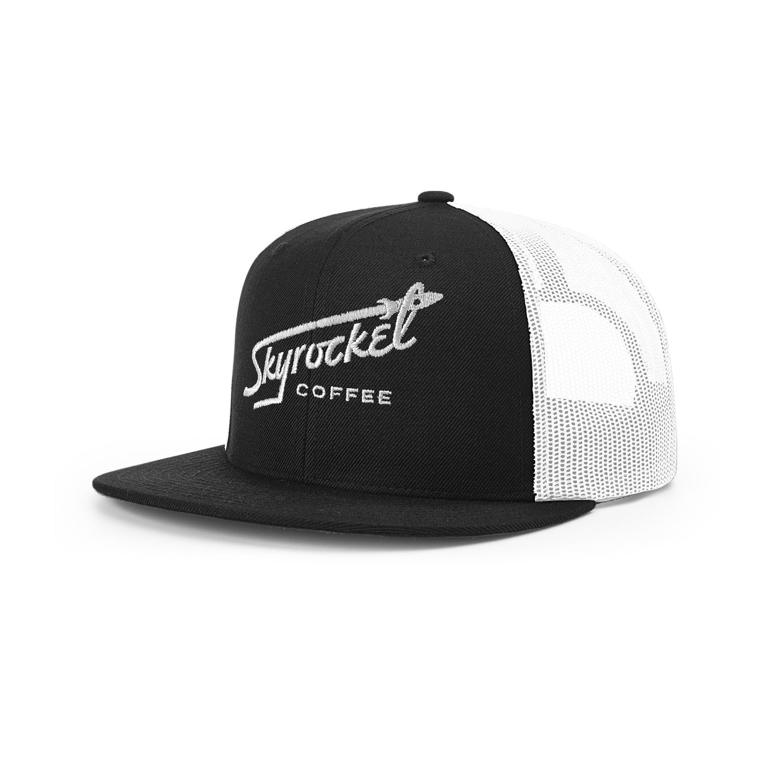 Flat Bill Trucker Hat – Skyrocket Coffee